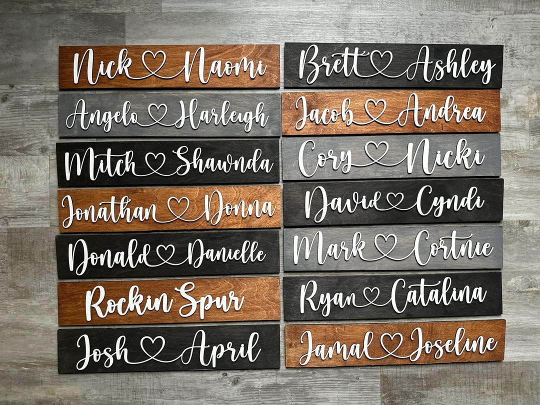 Couple Name Sign|wood Sign With Couple's Name|couple Wood Sign|name ...