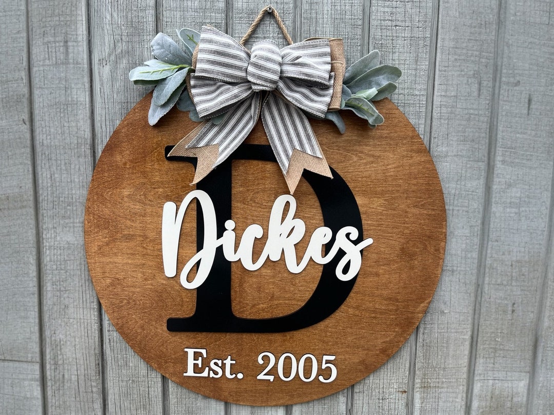 Last Name Door Sign|front Door Sign|cute Front Door Sign|wreath With ...