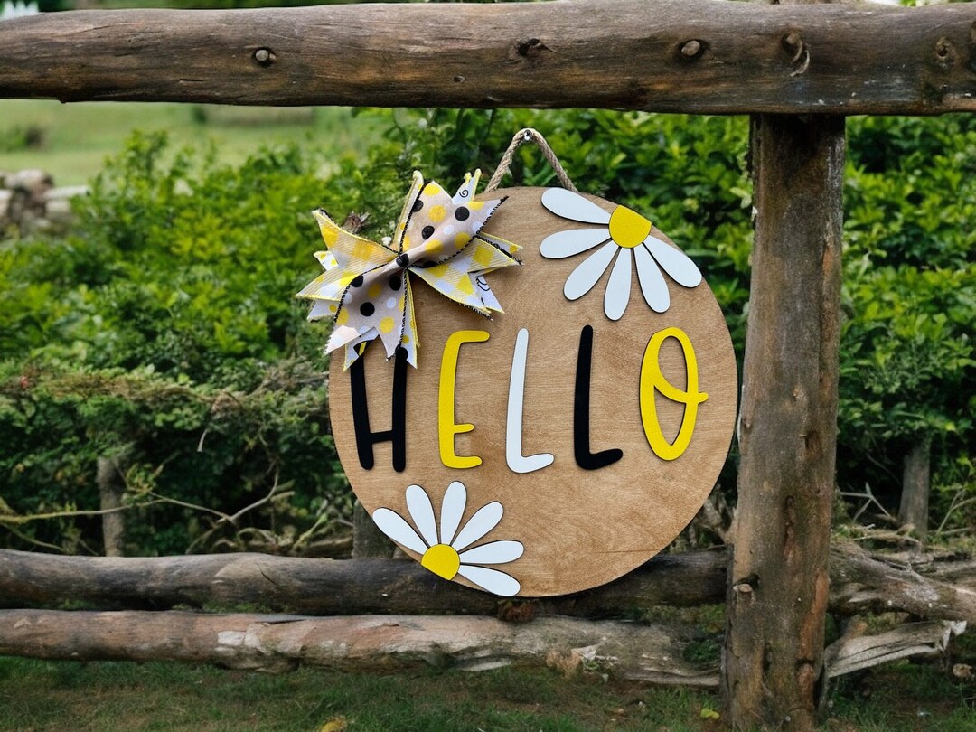 Daisy Front Door Sign| Floral Front Door Sign| Wood Sign|large Wood ...