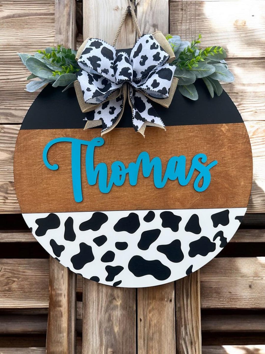 Last Name Cow Door Sign|last Name Cow Door Sign|welcome Cow Print Sign ...