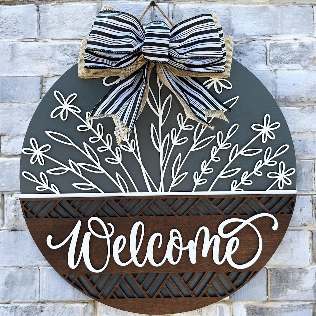 Welcome Door Hanger|wild Flower Front Door Sign|wild Flower Door Sign ...