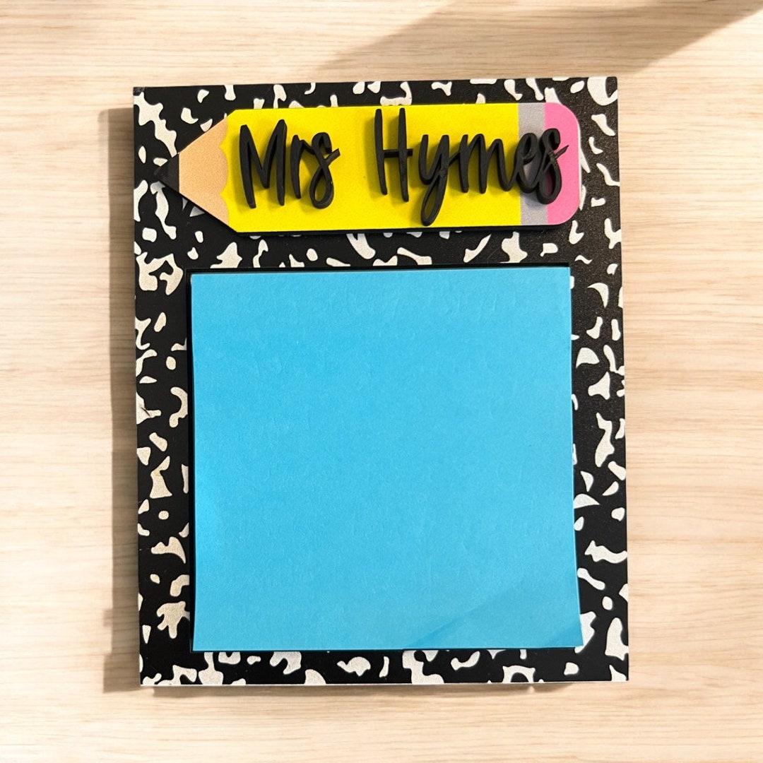 Personalized Sticky Note Holder|note Pad Holder|teacher Sticky Note ...
