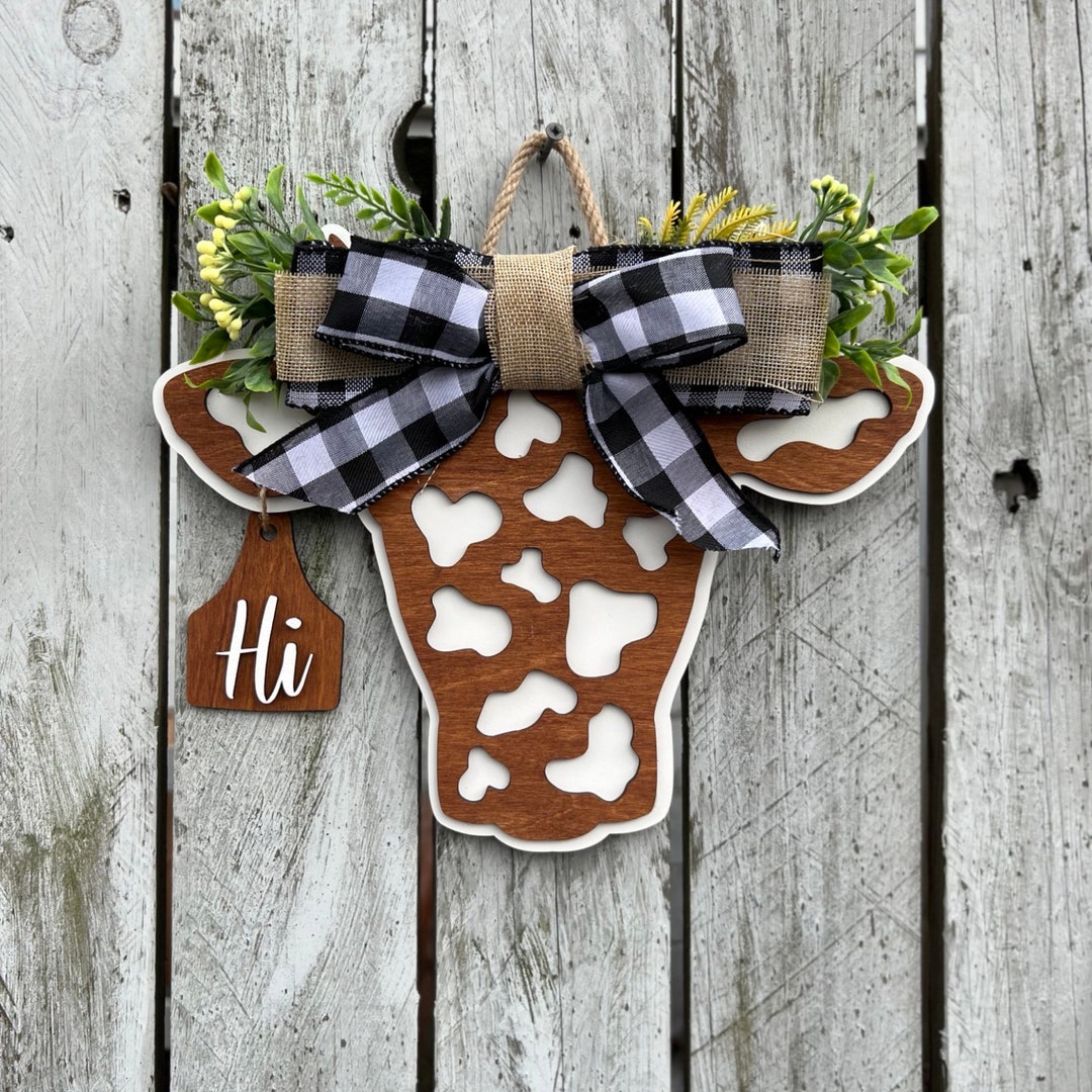 Cow Door Sign|cow Welcome Sign|cute Cow Door Sign|farmhouse Welcome ...