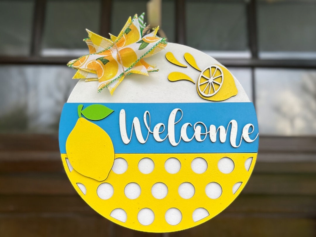 Summer Front Door Sign|lemon Door Decor|summer Door Wreath|summer ...