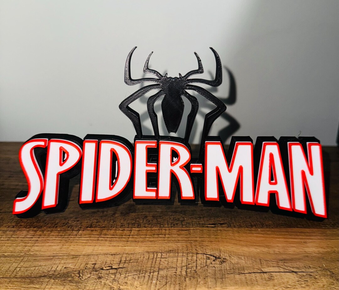 Spider-man 3D Logo Sign W/ Spider Self Standing Display Shelf Wall Art ...