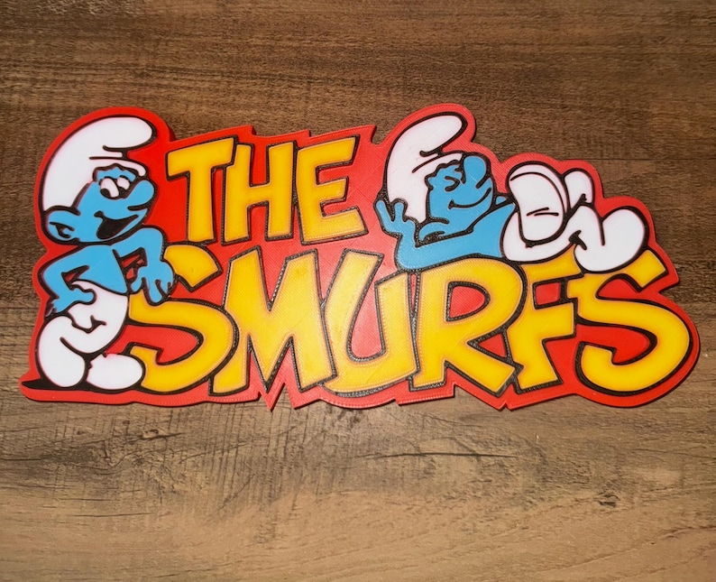 The Smurfs 3D Logo Sign Display Self Standing Wall Shelf Art Large ...