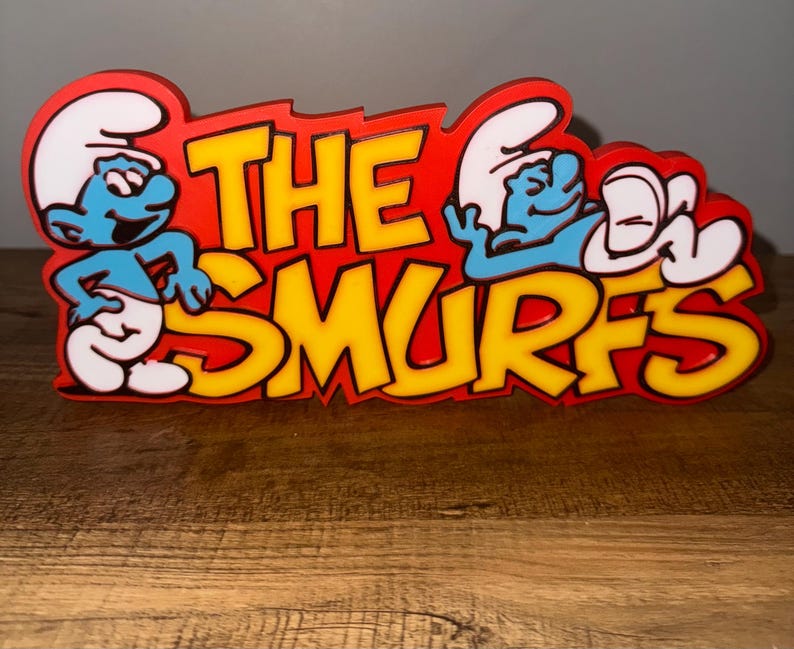 The Smurfs 3D Logo Sign Display Self Standing Wall Shelf Art Large ...