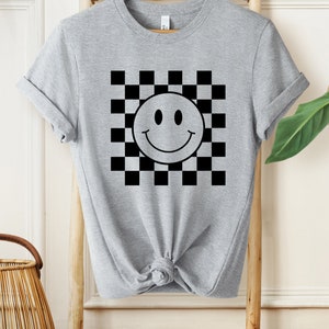 Smiley Face Shirt, Checkered Shirt, Vintage Smiley Face Shirt, Boho ...