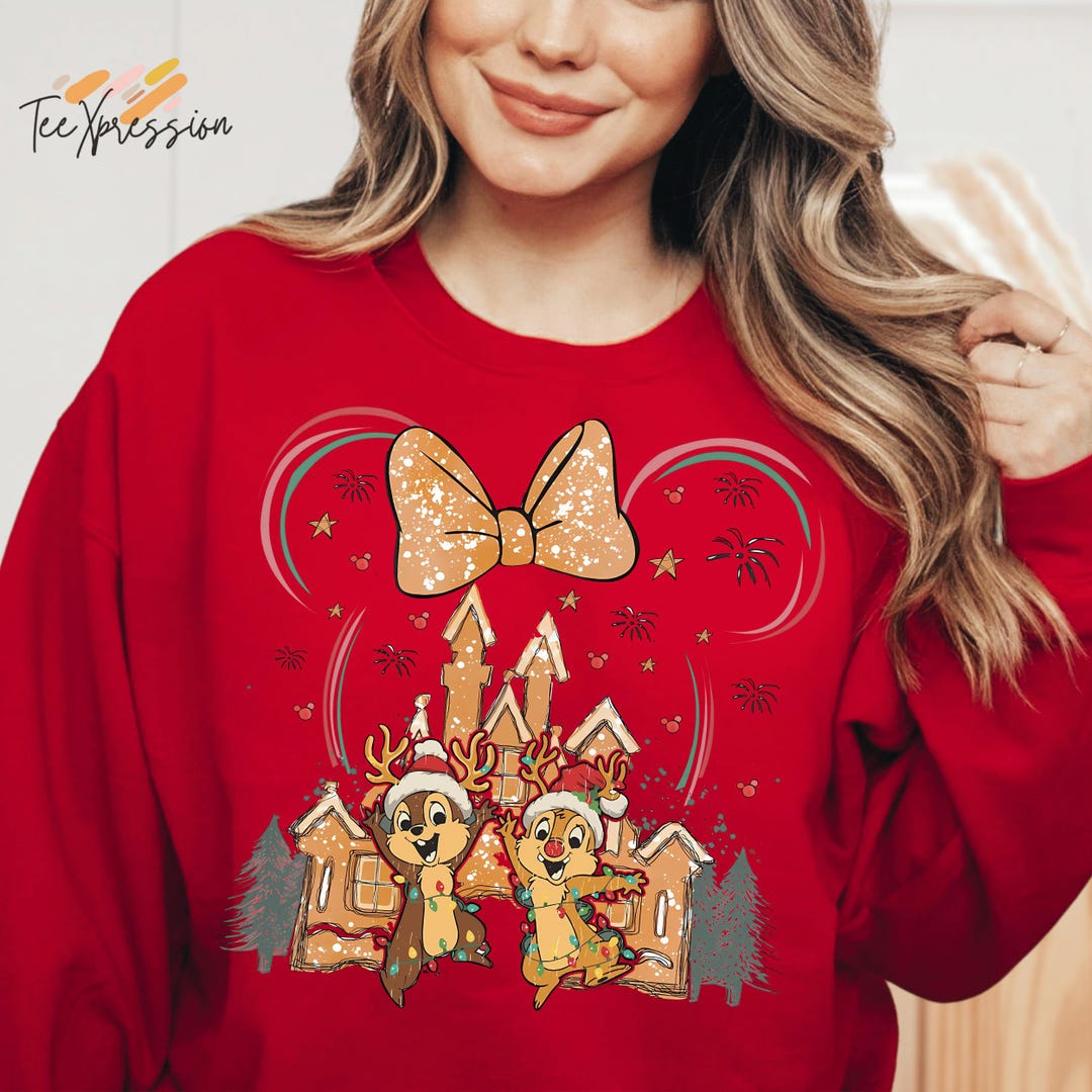 Retro Magical Castle Christmas Sweatshirt, Chip and Dale Reindeer ...