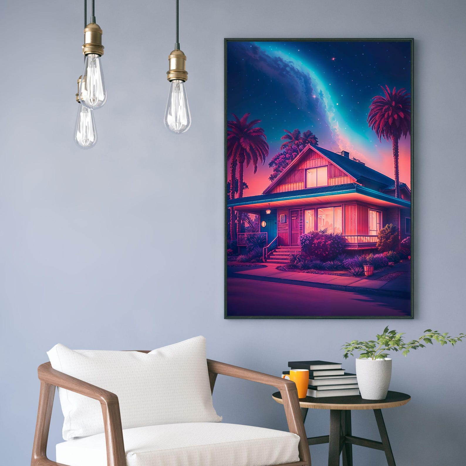 Synthwave House | Retrowave Style | 80s 90s Nostalgia | Colorful Poster ...