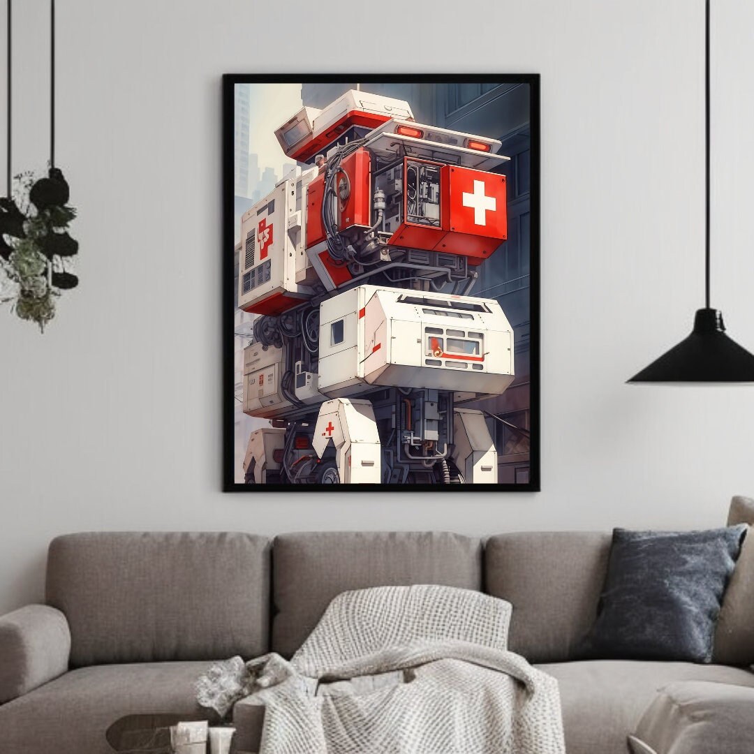 Transformer Robot / 80s-90s / Red Cross / Number 2 / Retrofuturism ...