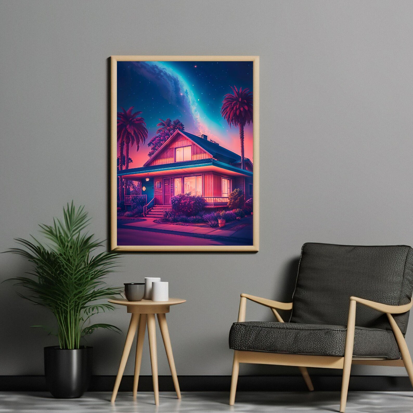 Synthwave House | Retrowave Style | 80s 90s Nostalgia | Colorful Poster ...