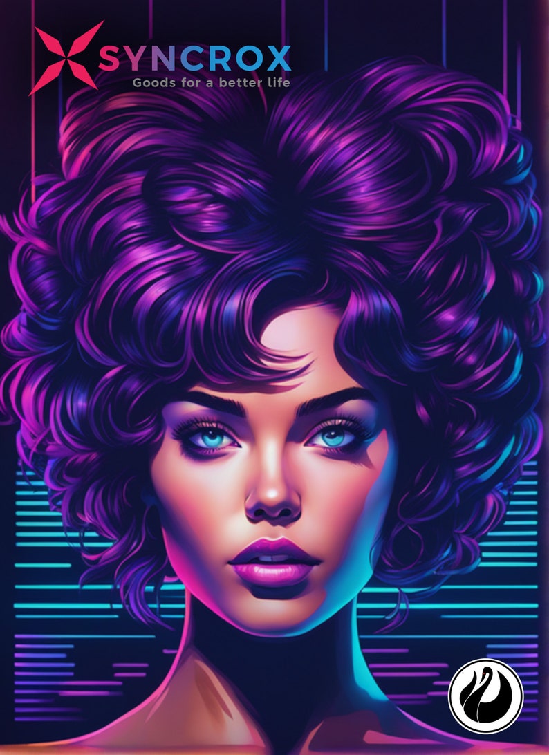 AI Wall Art / Synth Wave / Decor Number 1 / Girl Portrait / Neon ...
