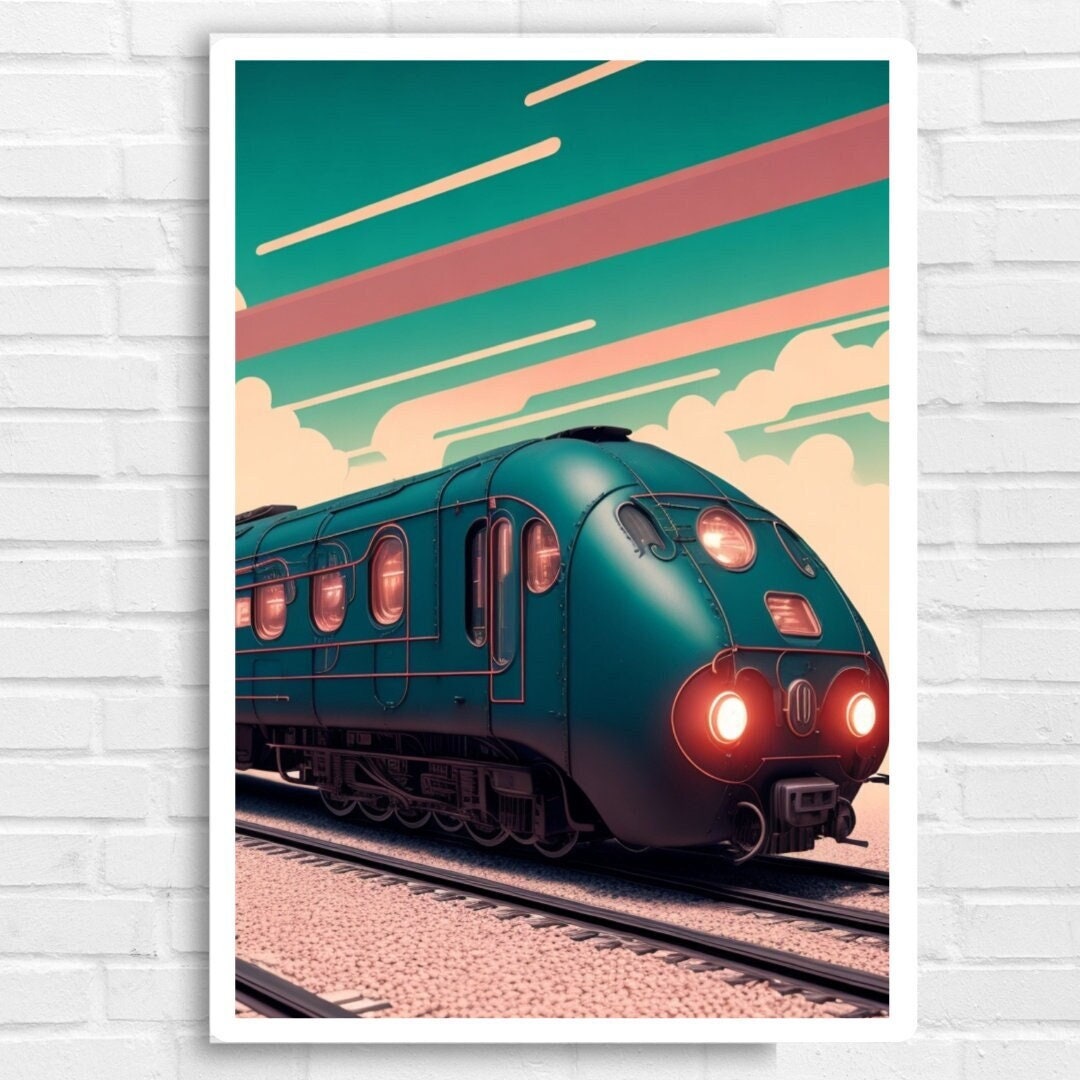 Retro-futuristic / Minimaliste / Train Poster / Retro Vintage Wall ...