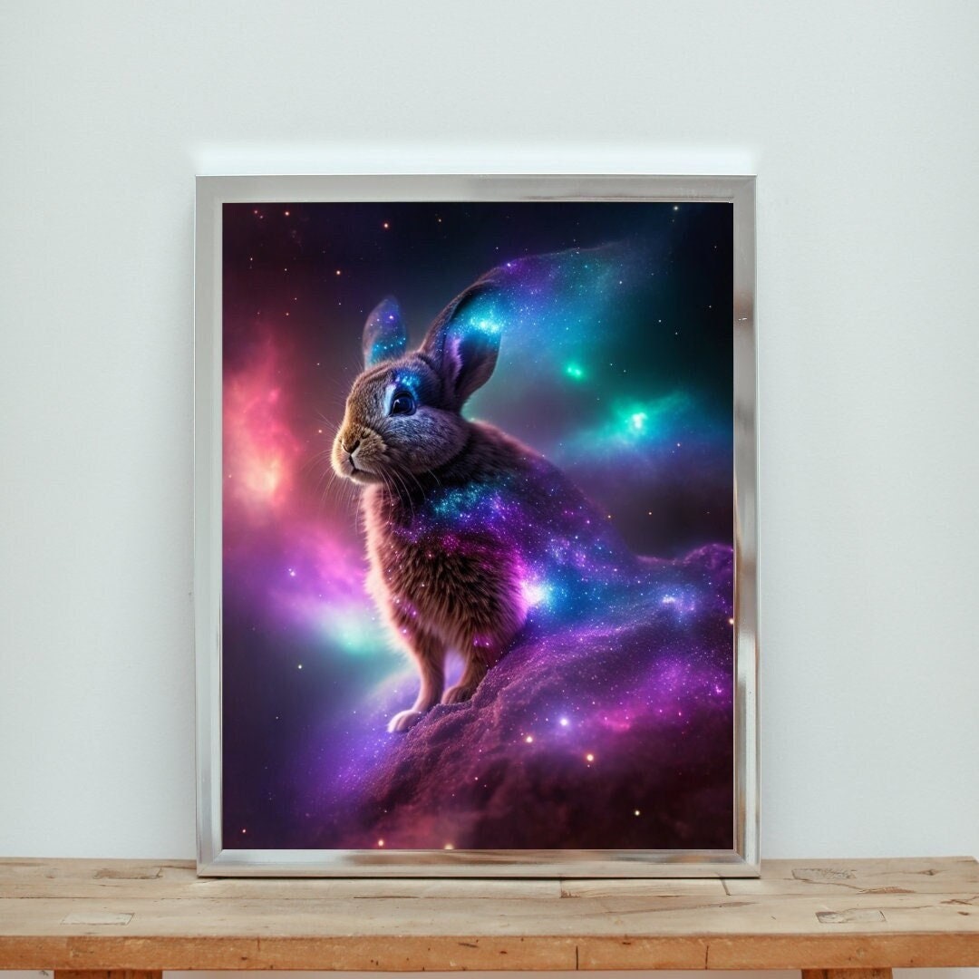 Star Rabbit / Animal Portrait / Synthwave Art / Colorful Poster ...