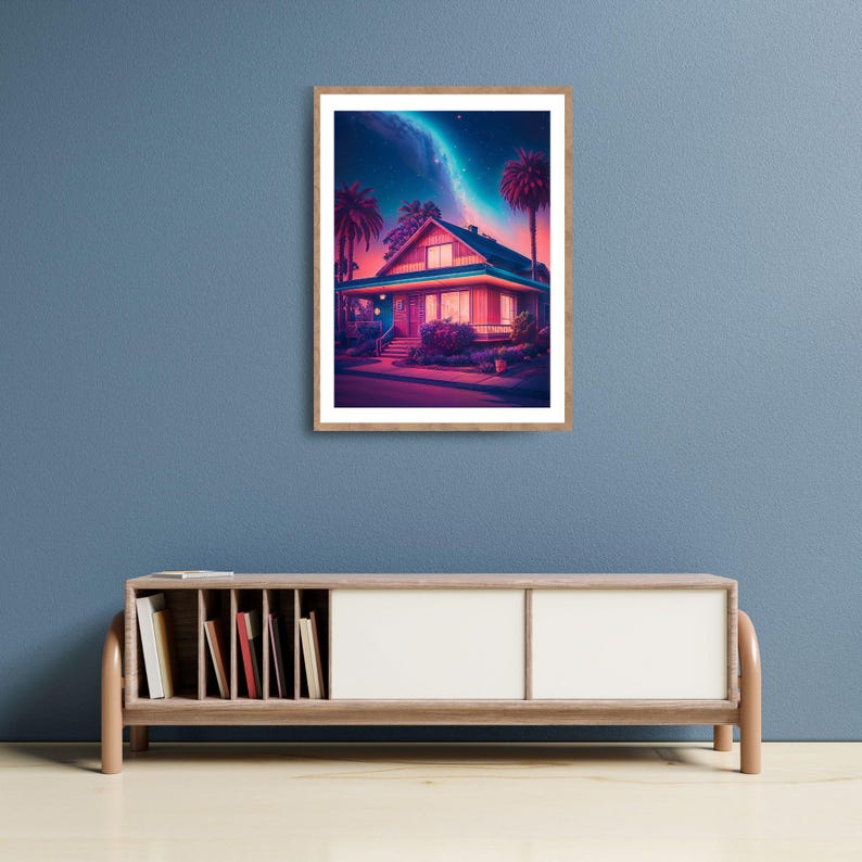 Synthwave House | Retrowave Style | 80s 90s Nostalgia | Colorful Poster ...