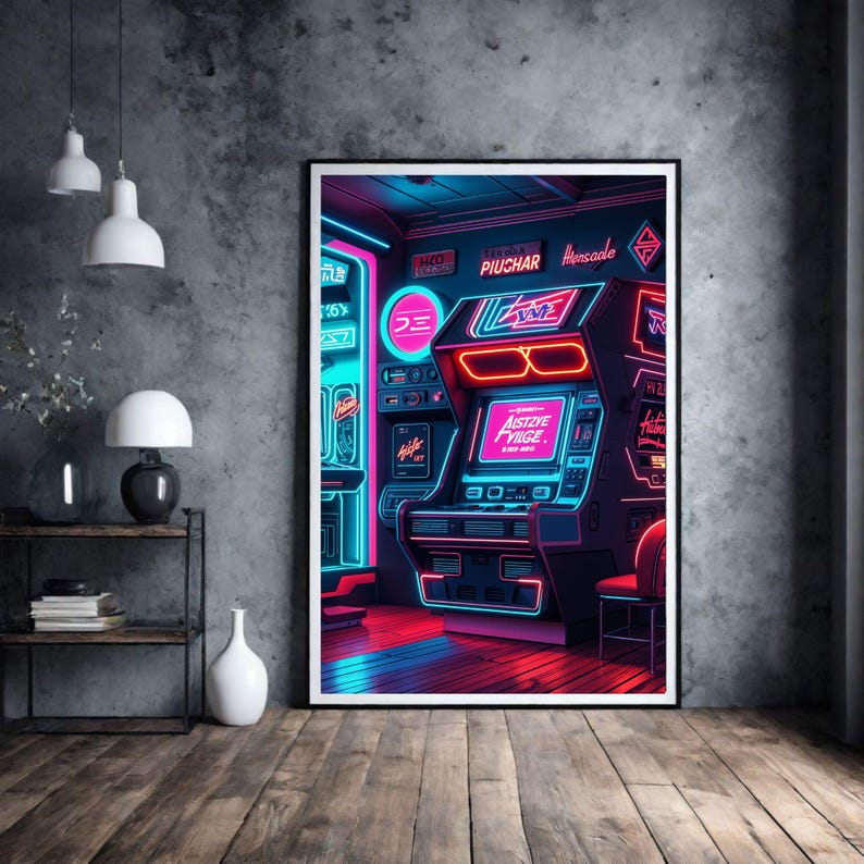 Retro Futuristic | Arcade Machine | Neon Room | Synthwave Retrowave ...
