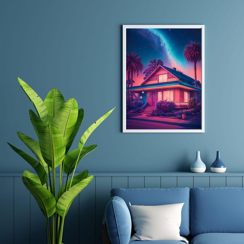 Synthwave House | Retrowave Style | 80s 90s Nostalgia | Colorful Poster ...