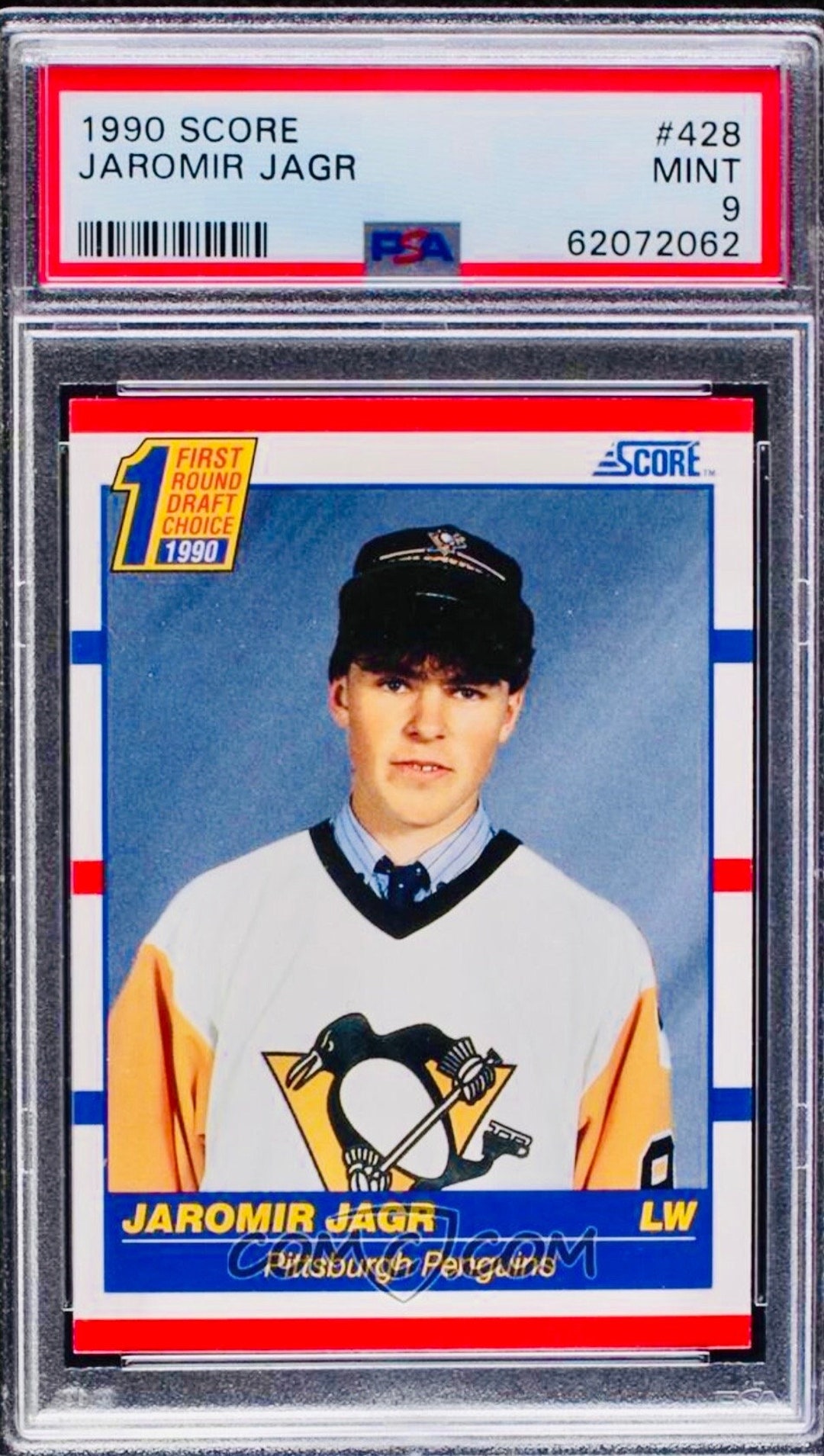 Jaromir Jagr Rookie Graded PSA 9 Pittsburgh Penguins NHL Licensed ...
