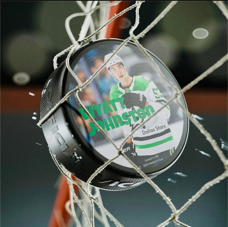 Wyatt Johnston Hockey Puck Dallas Stars Collector's Item for 2024 Cup ...