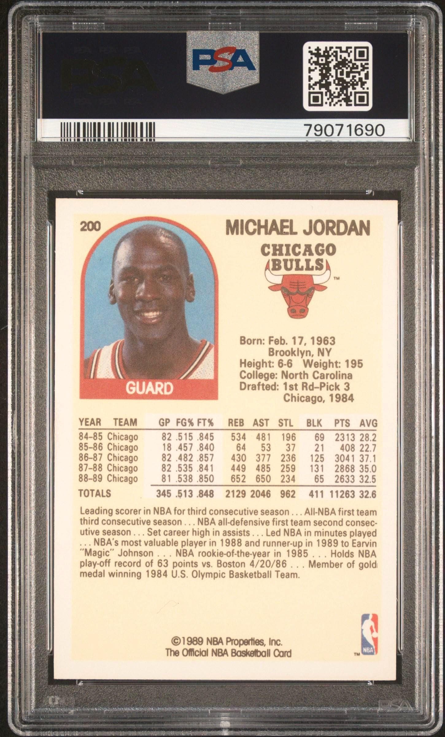 1989 Michael Jordan Chicago Bulls Card: MINT PSA 9 Graded - Etsy