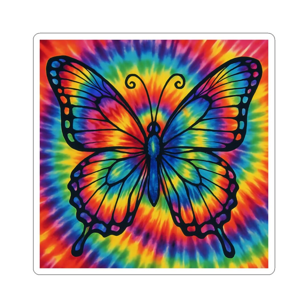 Butterfly Tie Dye Stickers, Hippy Decals, Boho Laptop Decals, Colorful ...