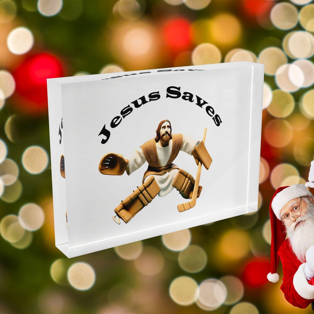 Hockey Jesus Photo Block, Religious Home Decor, Christian Ice Hockey ...