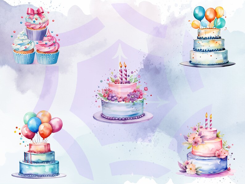 Watercolor Birthday Party Clipart Vol. 1 Bundle of 20 Balloons - Etsy