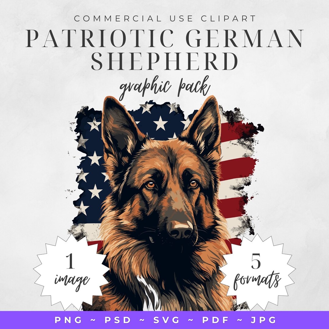 Watercolor German Shepherd | Digital Download | Clip Art | 4th of July ...