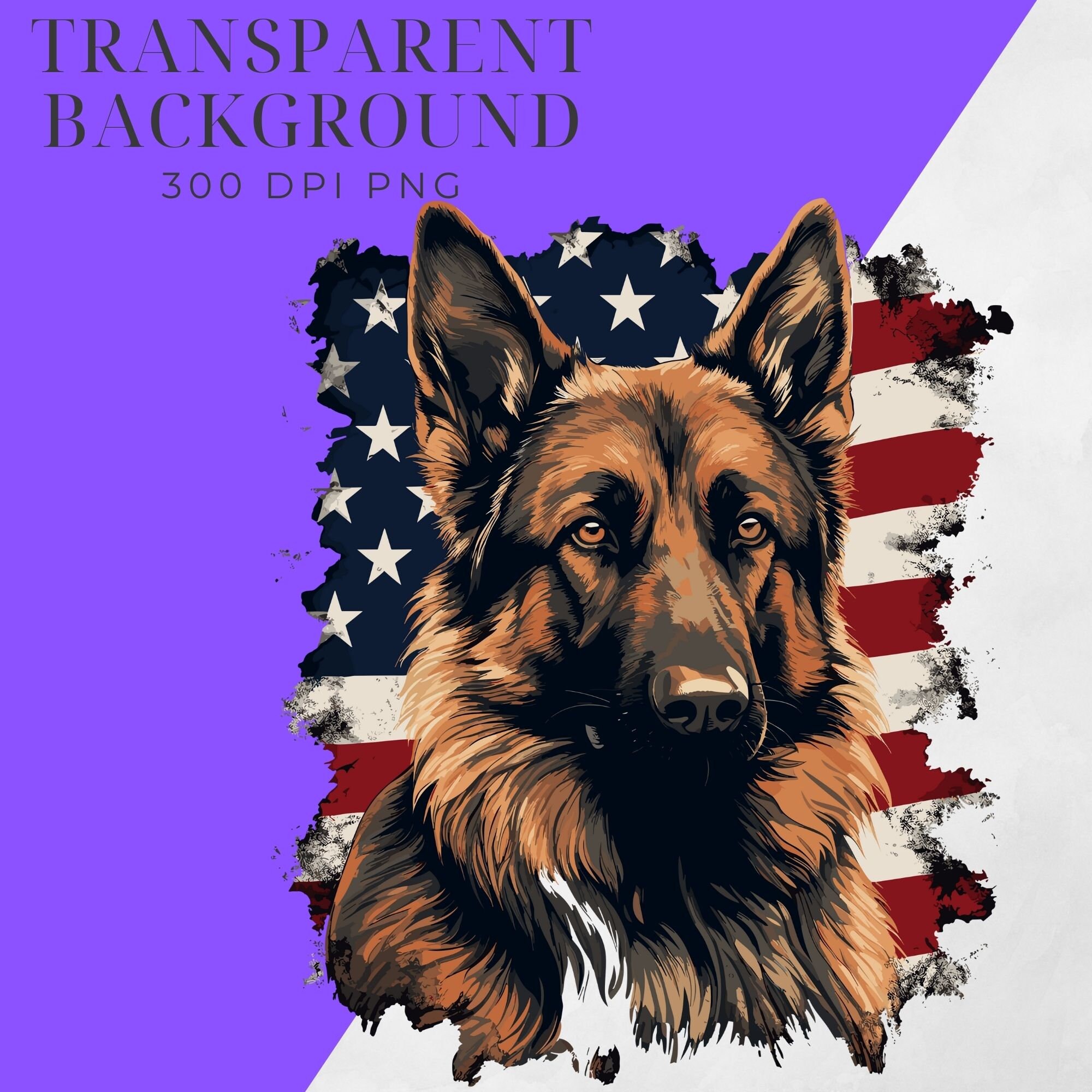 Watercolor German Shepherd | Digital Download | Clip Art | 4th of July ...