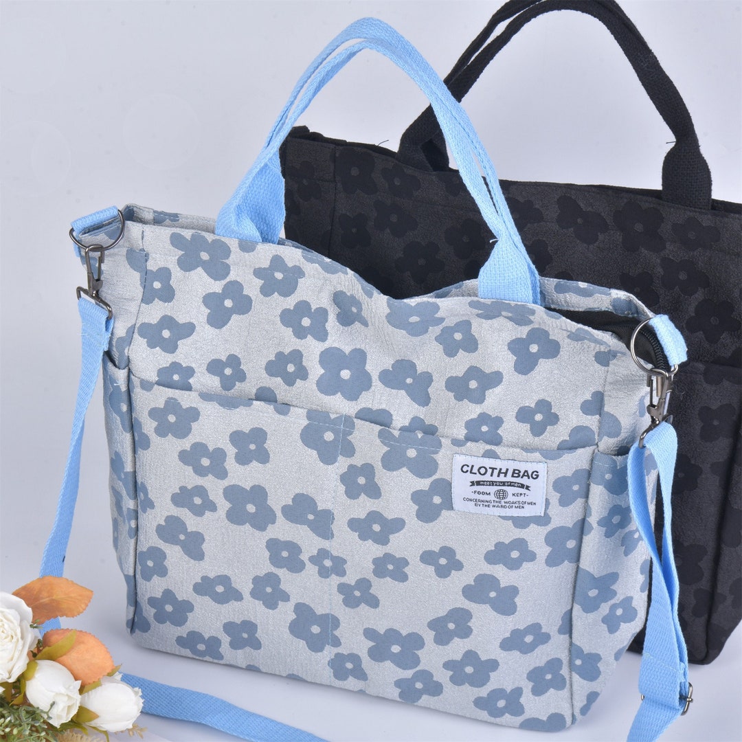 Multi-pocket Bag, Flowers Shoulder Bag, Cross-body Canvas Jacquard Bag, Premium Quality Flowers ...