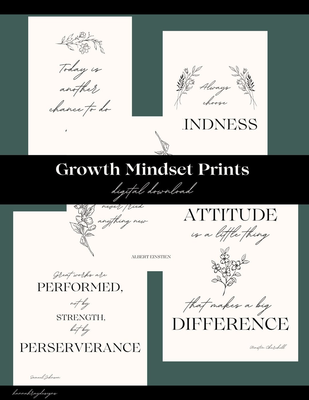 Growth Mindset Prints | Digital Download | Minimalist Design, High ...