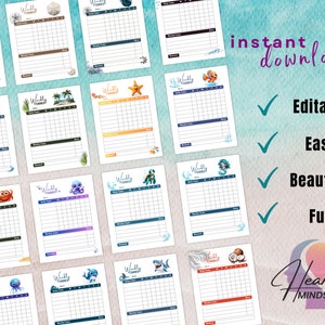 Editable Kids Chore Chart Printable, Ocean Themed Chore Charts, Kids ...