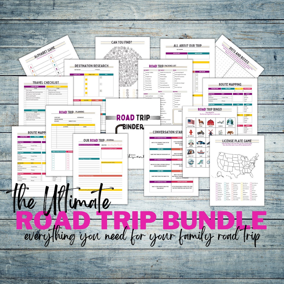 Family Road Trip Planner and Activities Bundle, Kids Activities for Car ...