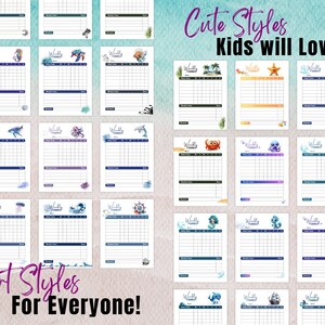 Editable Kids Chore Chart Printable, Ocean Themed Chore Charts, Kids ...