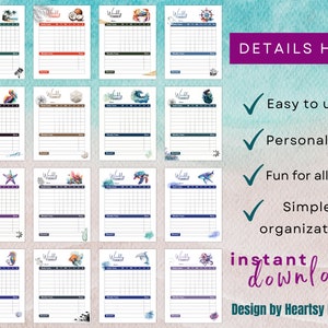 Editable Kids Chore Chart Printable, Ocean Themed Chore Charts, Kids ...