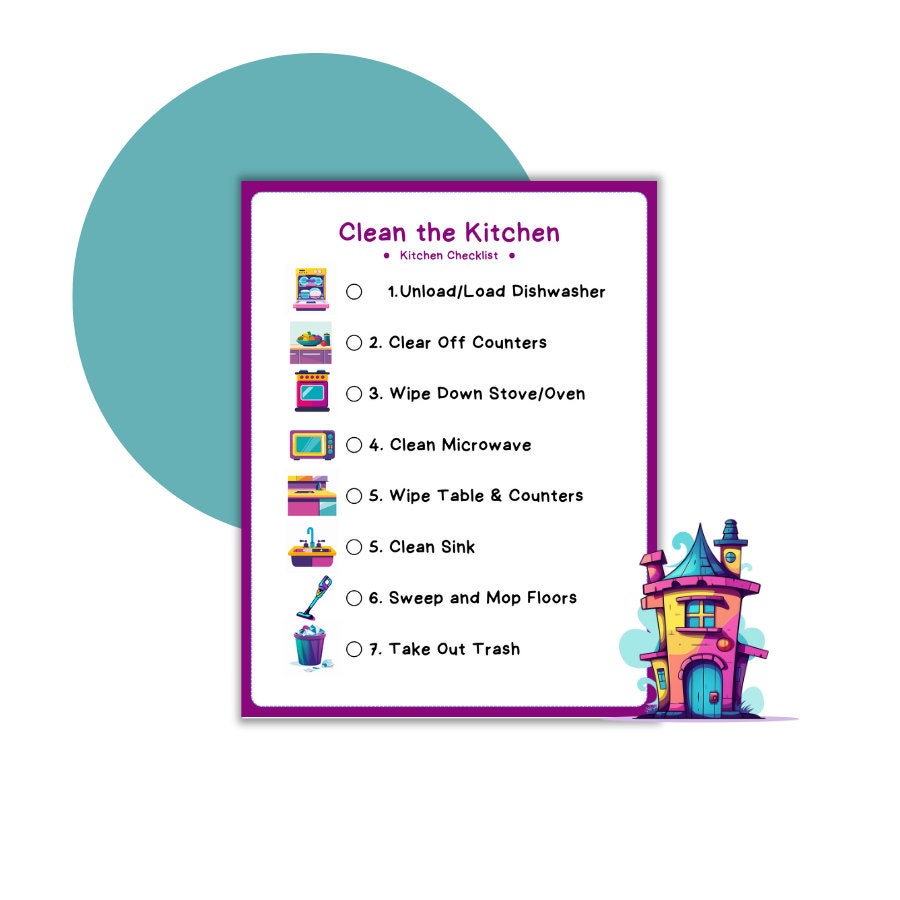 Printable House Cleaning Checklist for Kids, Bedroom Cleaning Checklist ...