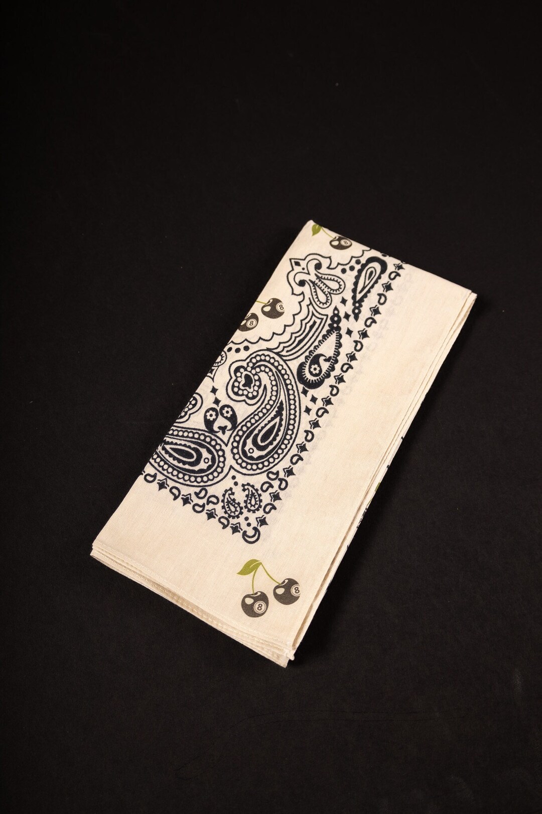 Cream Bandana: Retro Black Cherry 8 Ball Print, 100% Cotton - Etsy