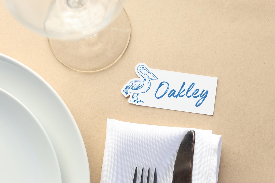 Personalized Coastal Sea Bird Beach Name Place Cards: Wedding, Pelican ...