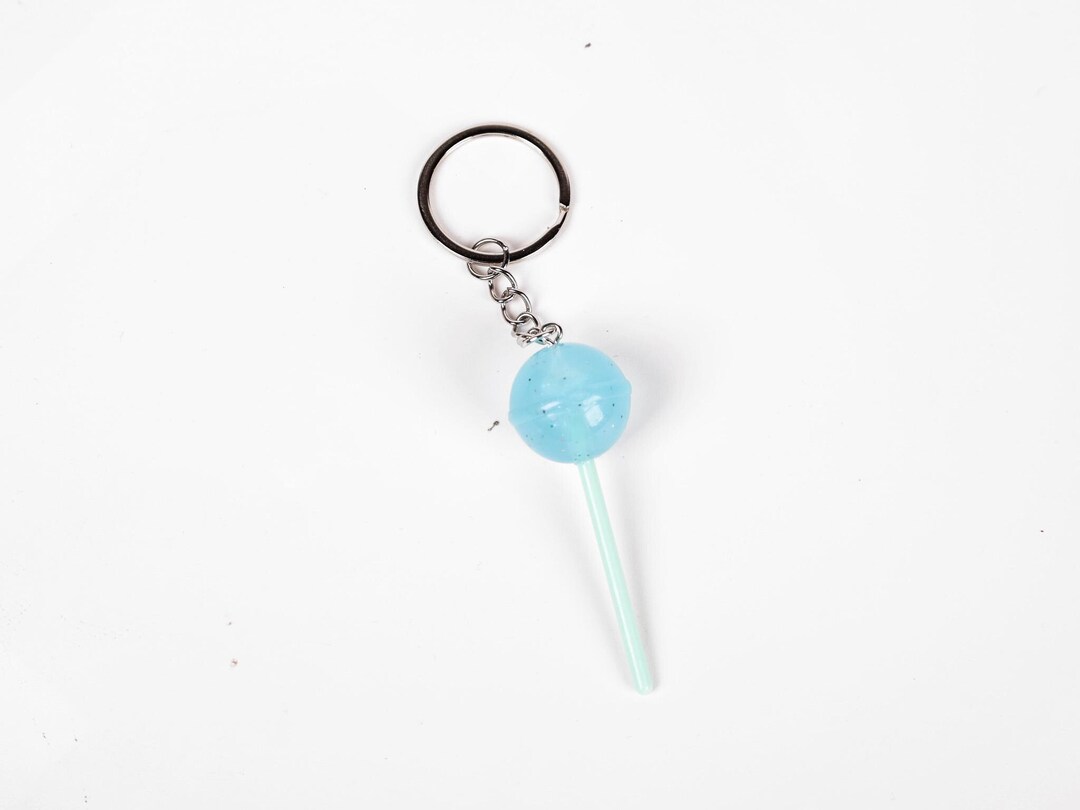 Blue Sparkle Circle Lollipop Keychain-realistic Charm-candy Accessories ...