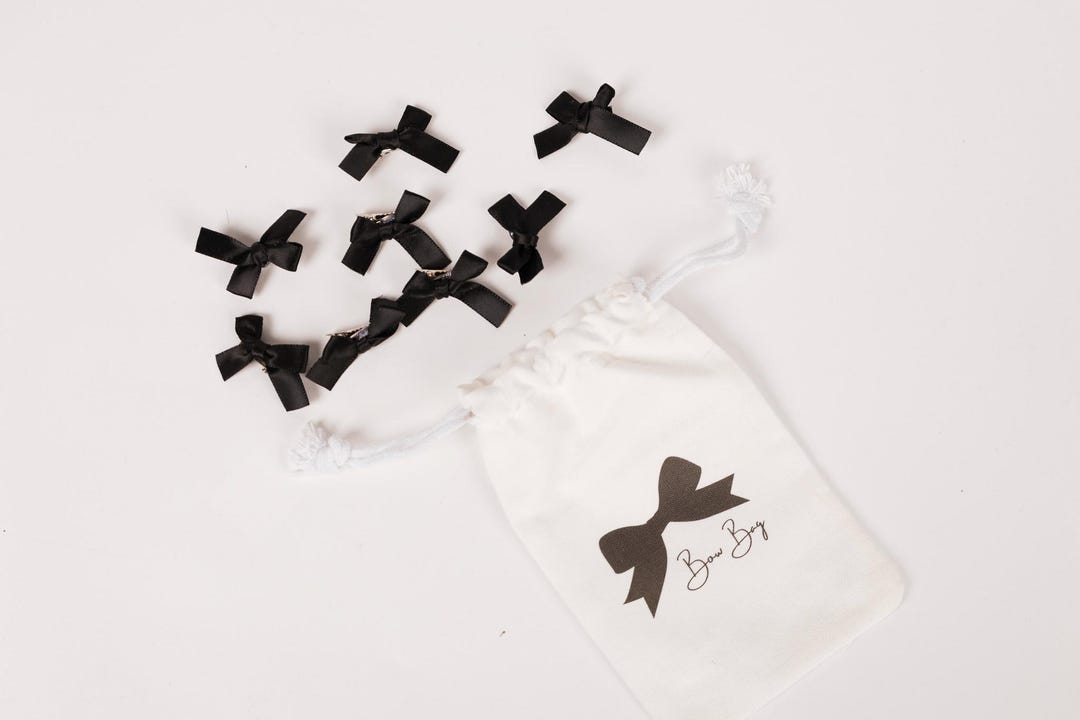 Black Satin Bow Tiny Hair Clips-10 Piece-little Ribbon Bow Clip-tiny ...