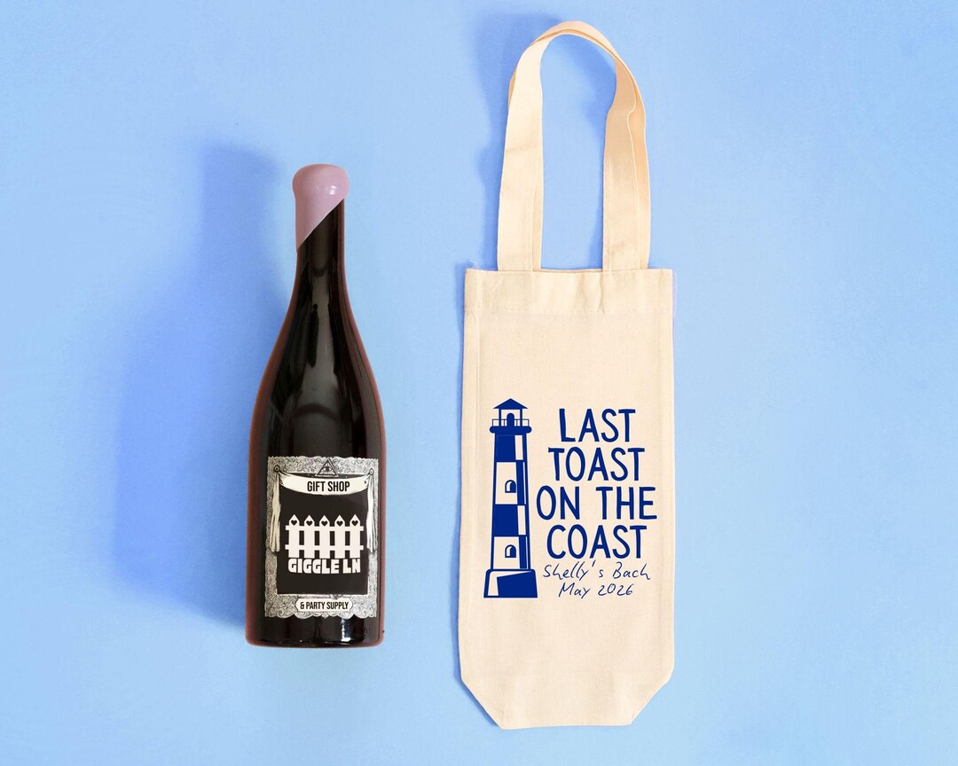 Personalized Lighthouse Event Wine Tote Bag: Custom Last Toast on the ...