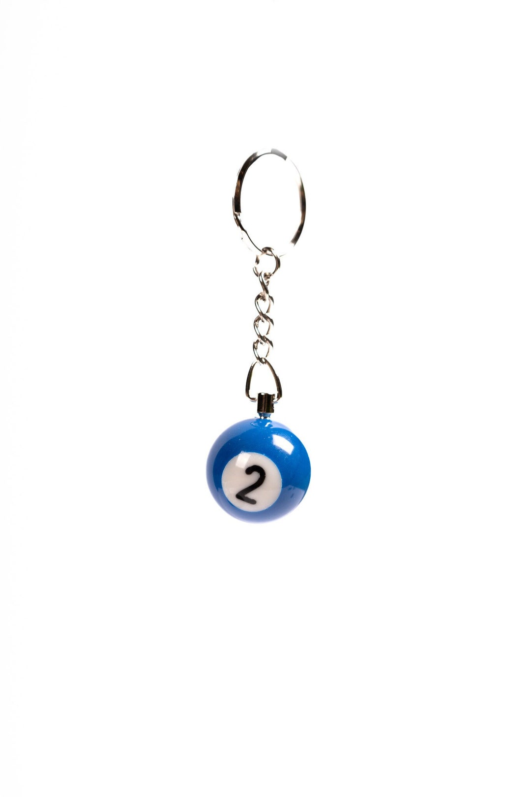 2 Blue Pool Ball Keychain-8 Ball Keychain-#2 Pool Ball-billiards ...