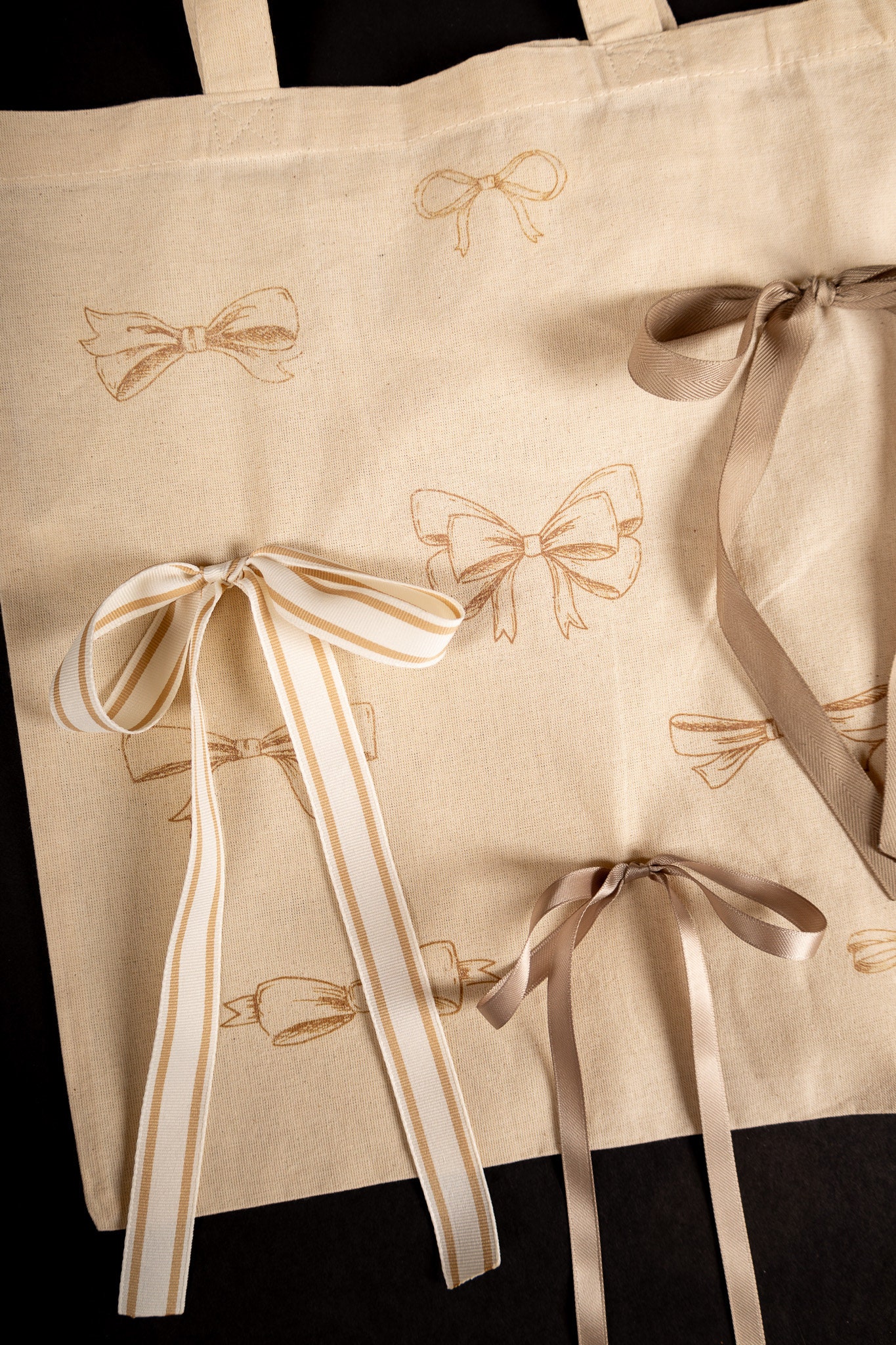 Vintage Beige Bow Tote Bow Bag Cottage Core Accessories-ribbon Purse ...