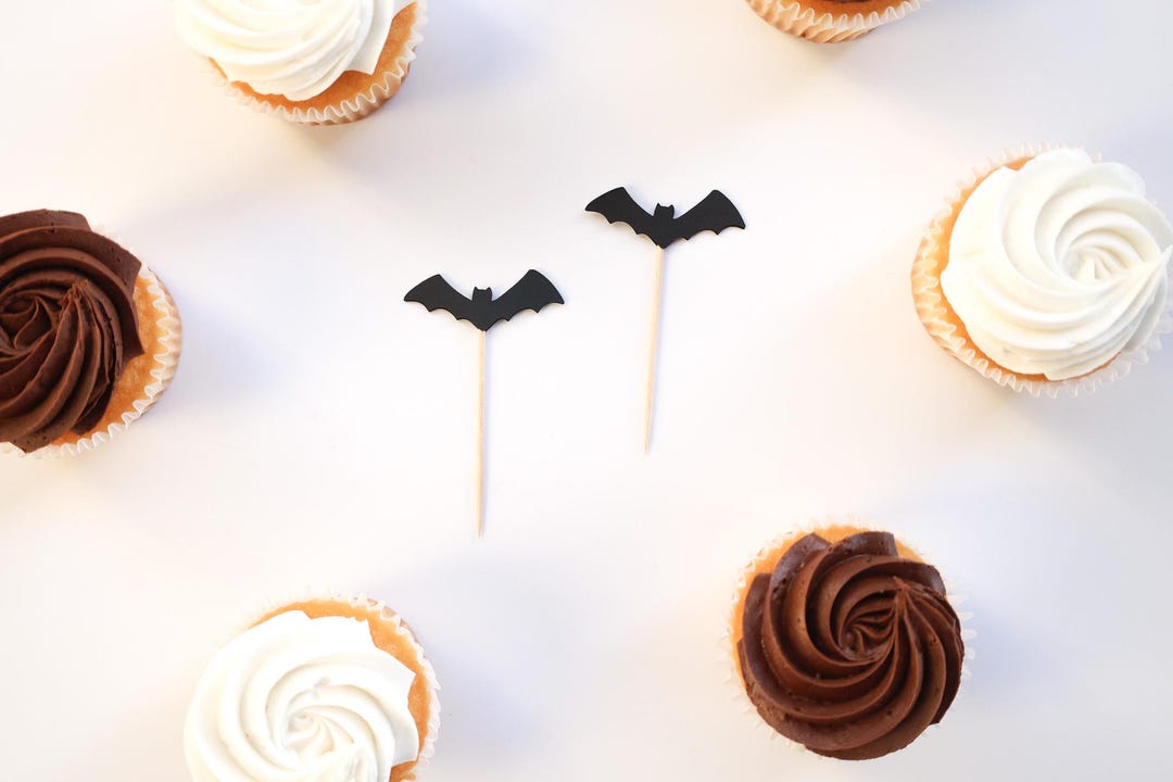 Bat Halloween Cupcake Topper - Vampire Cupcake Toothpicks - Pack of 10 ...