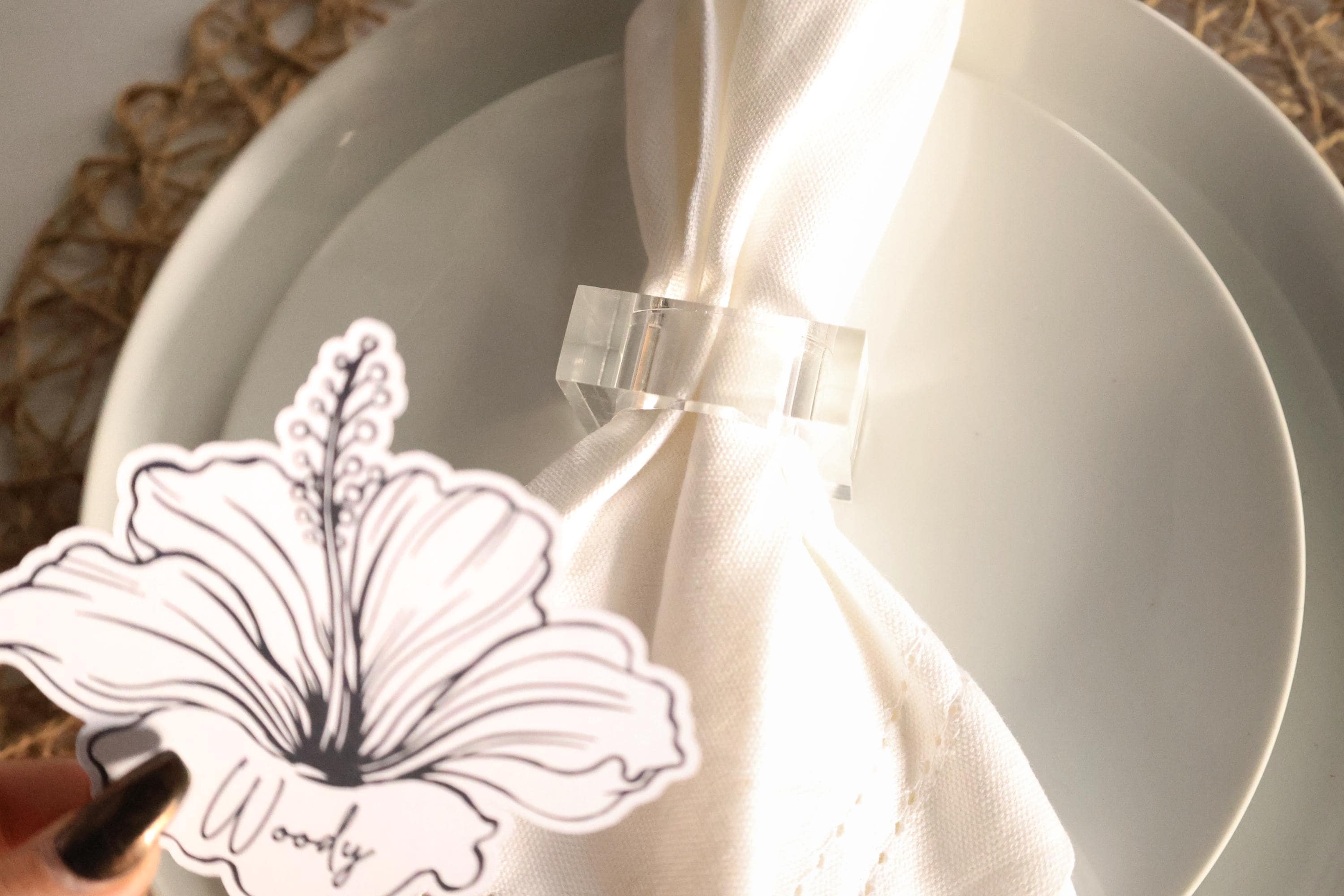 Personalized Hibiscus Place Cards: Tropical Dinner, Wedding, Hawaiian ...