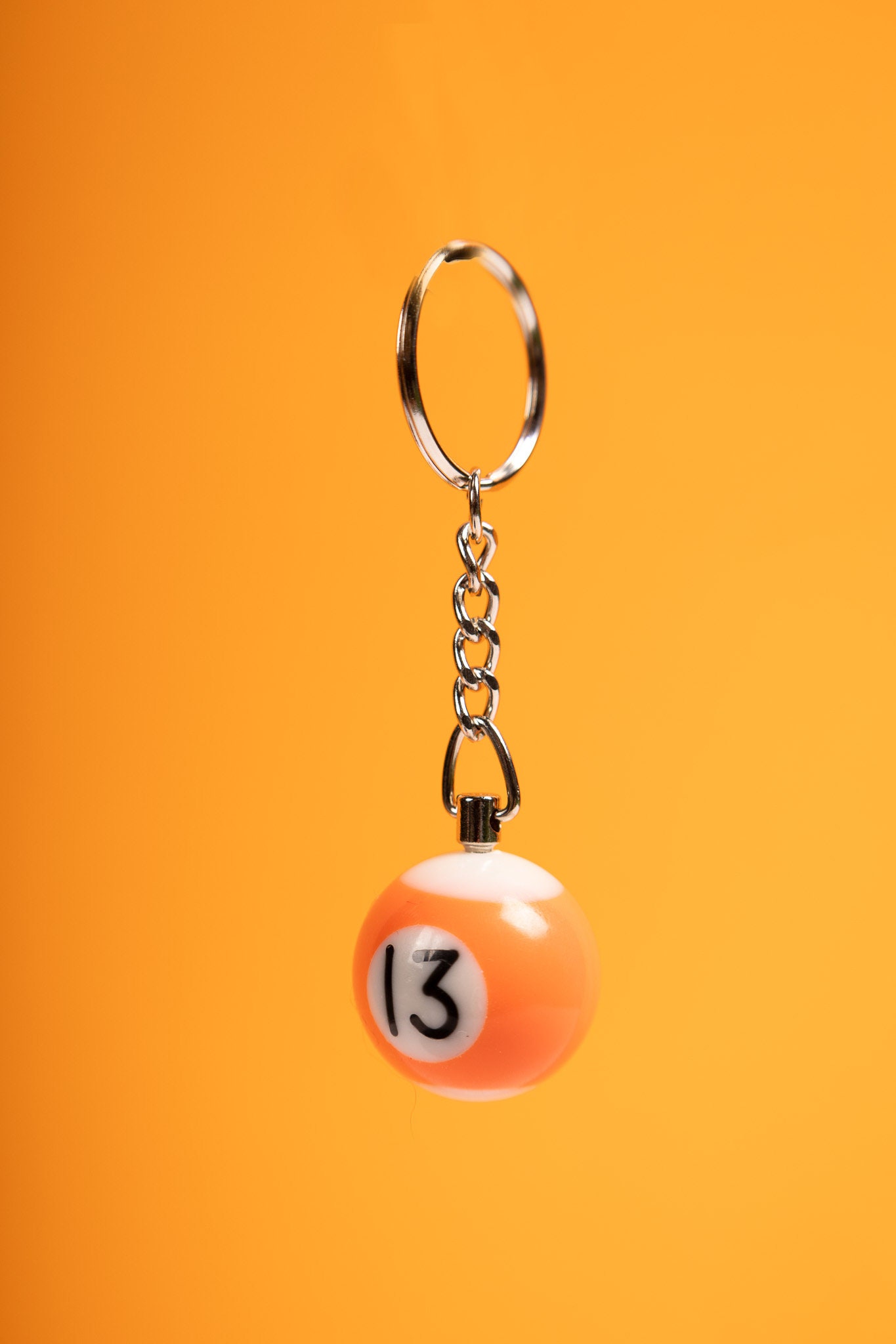 13 Orange Pool Ball Keychain-8 Ball Keychain-#13 Pool Ball-billiards ...