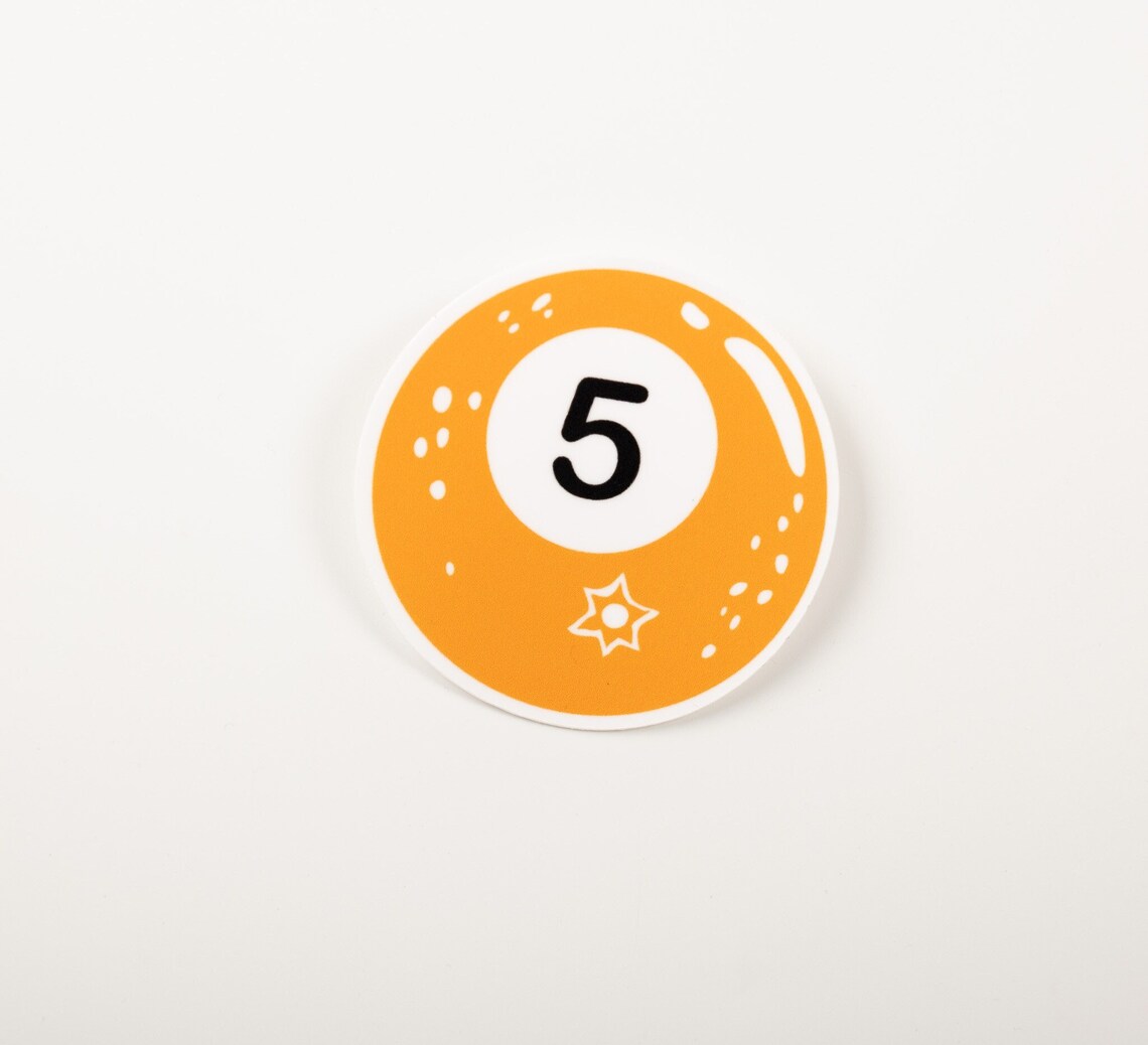 Pool Ball 5 Orange Sticker-stickers-pool Ball Sticker-billiards ...
