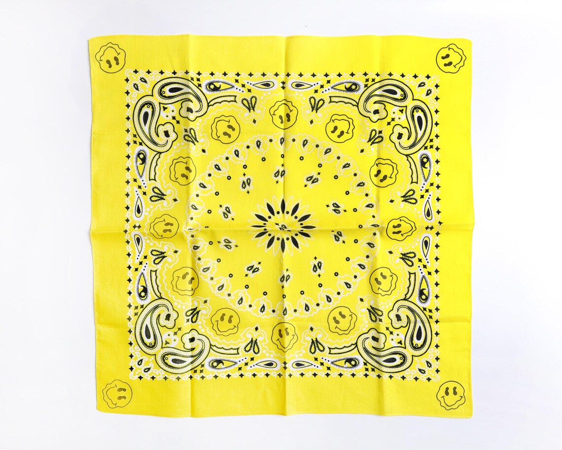 Melting Smiley Face Bandana: Retro Yellow Marigold Scarf - Etsy