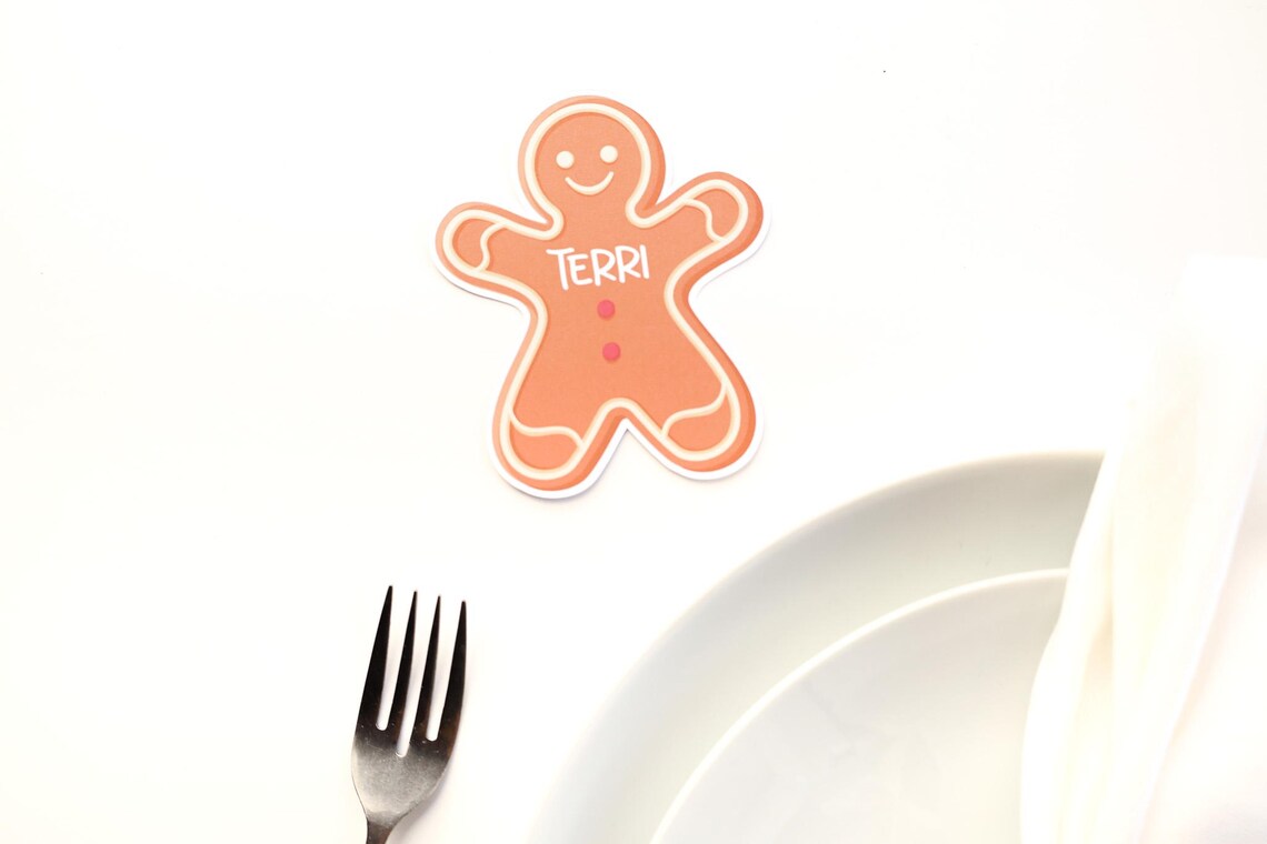 Personalized Gingerbread Man Place Cards: Holiday Party Name Tags - Etsy